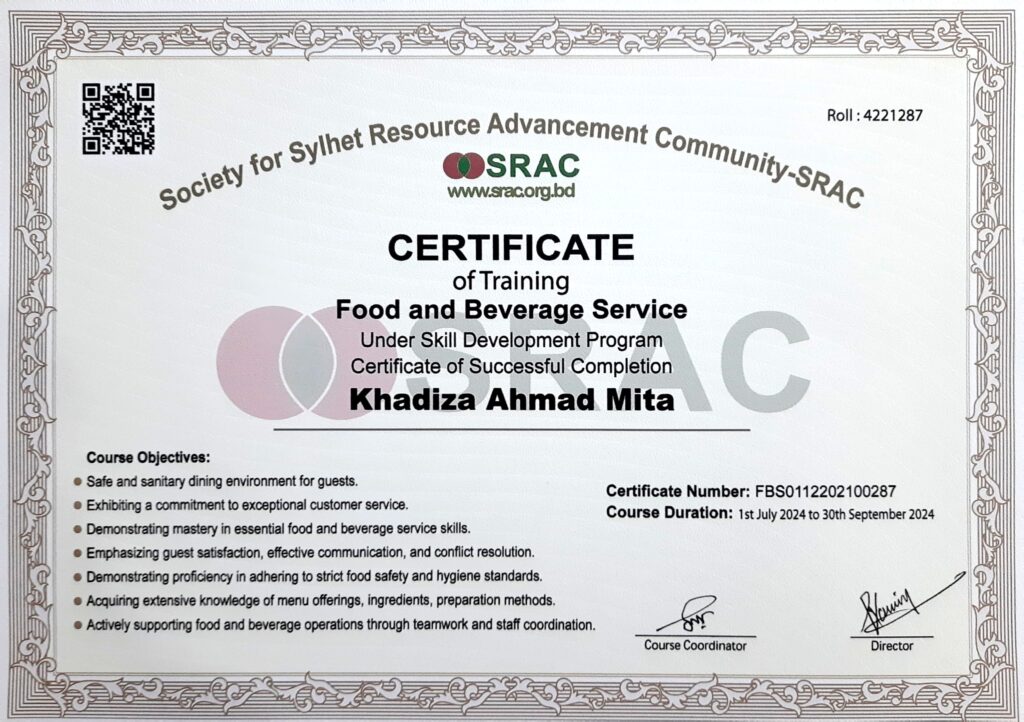 Khadiza Ahmad Mita – Society For Sylhet Resource Advancement Community-SRAC